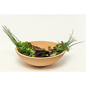 EZ Hold Wooden Chopped Salad Bowl 12" with Matching Maple Handled Mezzaluna