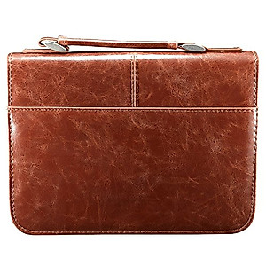 Christian Art Gifts Men/Women's Classic Bible Cover Faith Badge, Brown Faux Leather, Medium