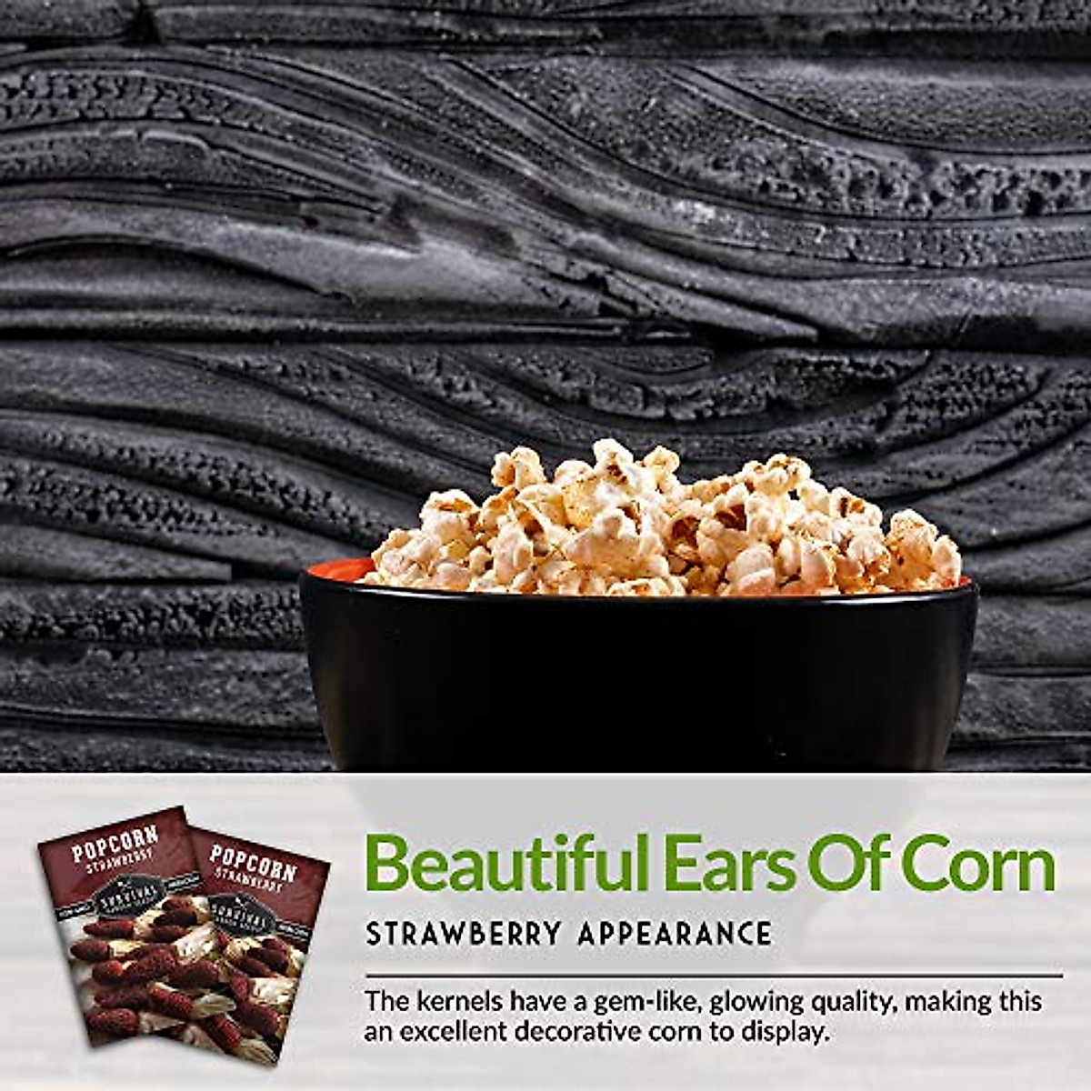 Survival Garden Seeds - Strawberry Popcorn Seed for Planting - Packet with Instructions to Plant and Grow Garnet Kernel Ornamental Popcorn in Your Home Vegetable Garden - Non-GMO Heirloom Variety