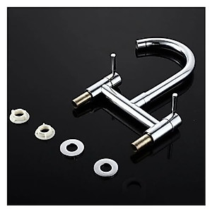 Chrome Kitchen Faucet Bath Hot and Cold Water Mixer Crane Deck Mounted Vessel Sink Mixer Tap Swivel Dual Handle Basin Tap,Basin Faucet