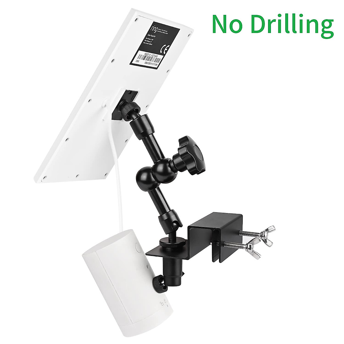 2-in-1 Gutter Mount for Ring Solar Panel, Stick Up Cam Battery, Spotlight Cam Battery and Spotlight Cam Battery Plus/Pro, Perfect Angle to Get Adequate Sunlight for Your Ring Solar Panel - Black