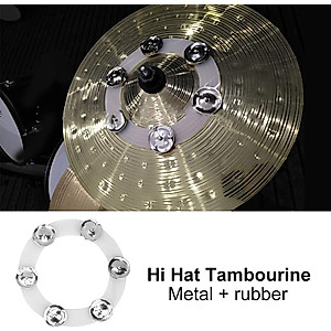 TUOREN 6" Cymbals Ching Ring Mountable Hi-Hat Tambourine with 6 Steel Jingles for Hi Hats, Crashes, Effects Cymbal, Stacks