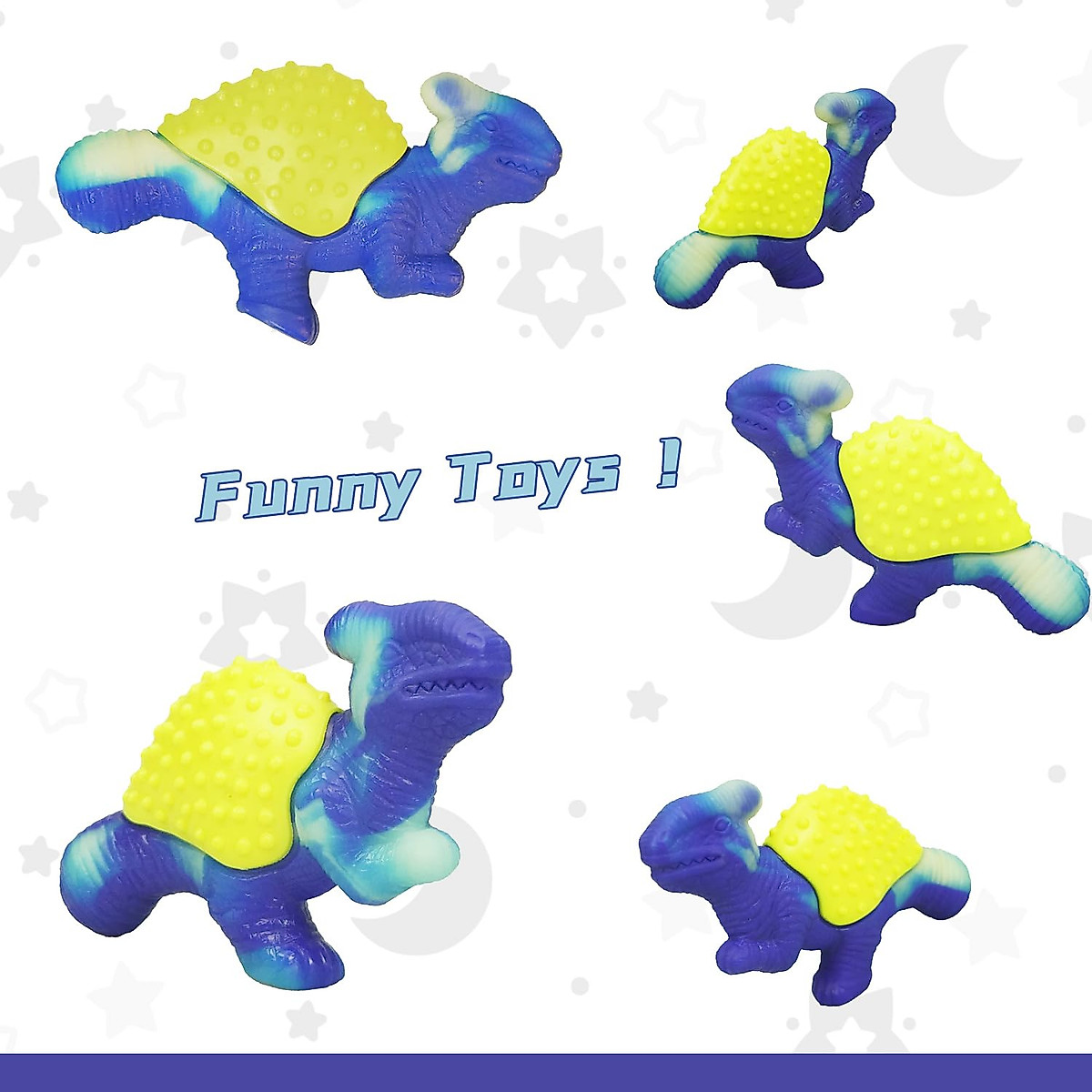 DOEL Dog Chew Toys for Aggressive Chewers, Chewing to Clean Teeth, Indestructible Nylon Toy, Beefy Flavor, Dinosaurs Modeling, Blue and Yellow