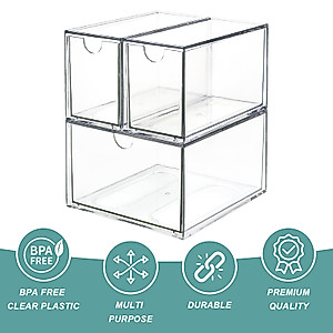 3 Acrylic Coffee Pod Holder Drawer, Stackable K Cup and Tea Bag Organizer, Tea Bag Storage Organizer for Kitchen Organizers and Storage, Multi-Functional Kitchen Organizer, Home Organizer (Clear)