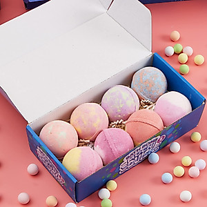 JOYIN 8 Pack Big Bath Bombs for Kids with Mochi Squishy Toy, Surprise Toy Inside, Natural Essential Oil SPA Bath Fizzies Set, Kids Safe Party Favors for Boys and Girls