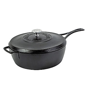 Lodge Blacklock 4 Quart Deep Skillet with Lid - Durable & Lightweight Cast Iron Cookware - Nonstick & Cast Iron Skillet