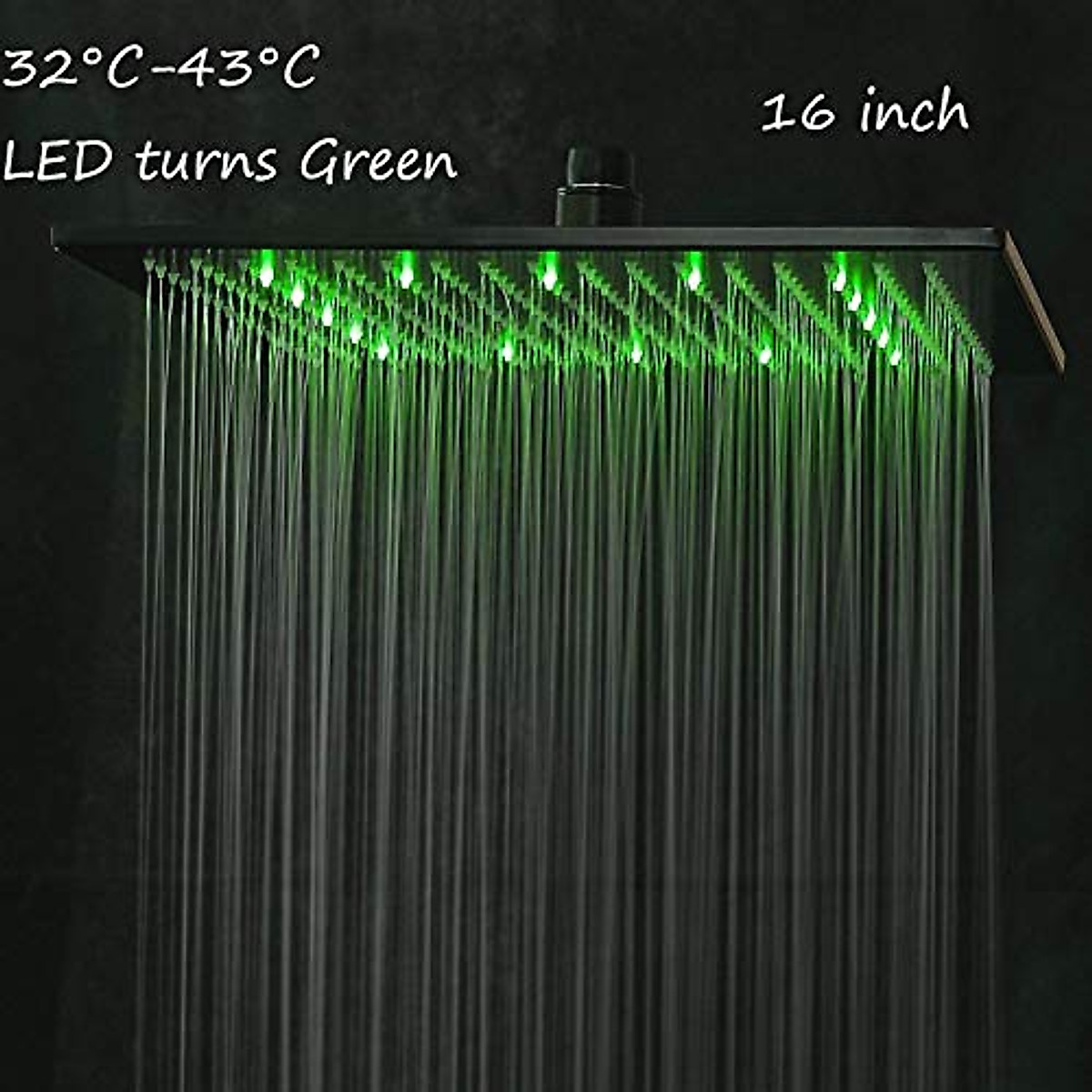 NeierThodore LED 16 Inch Square Shower Head Replacement with Rotatable Ball，Oil Rubbed Bronze