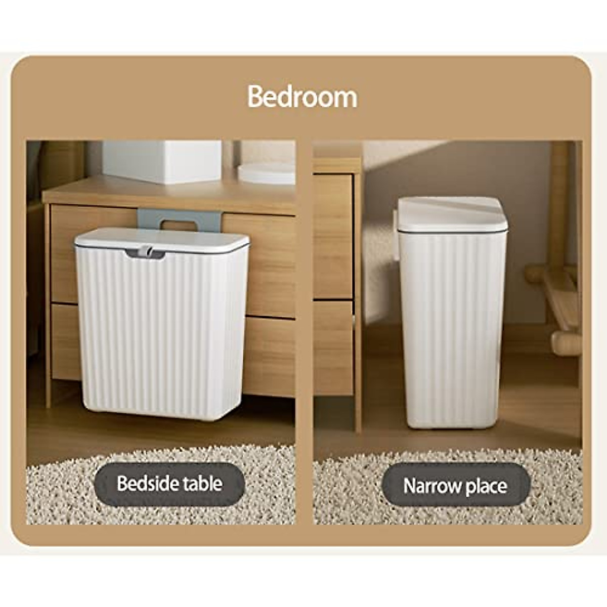 2.4 Gal Hanging Trash Can for Kitchen Cabinet Door with Slide Open Lid, Wall Mounted Plastic Garbage Bin for Kitchen Under Sink, Bathroom, Cupboard, Bedroom, Office, Camping