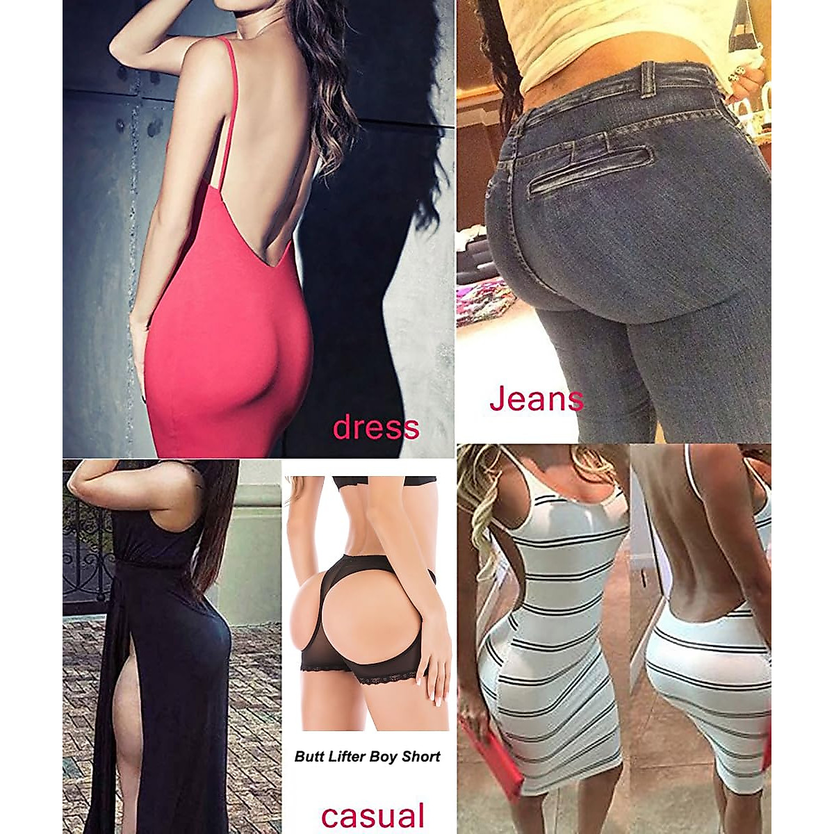 FLORATA Women's Butt Lifter Panties Lace Boy Shorts Body Shaper Hip Enhancer Panty