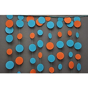 Boston Creative Company Garland - Blue Orange Garland - Beach Wedding - Wedding Garland - Paper Garland - Birthday Party Decorations - Nursery Decor - Blue and Orange Baby Shower - Blue Baby Shower