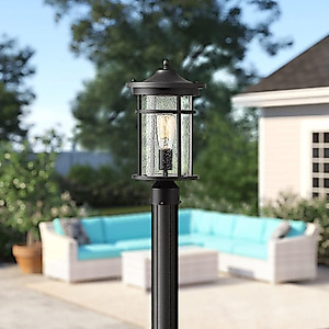 Casia Outdoor Post Light, Outdoor Pillar Light, Exterior Post Sconce, Outdoor Pillar Lamp, Outdoor Post Lantern Fixture for Garden, Deck, Porch, Patio, Yard, Balcony and entryway (Black, 15.72" H)