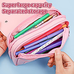 Teblacker 2 Pcs Cute Pencil Case with Handle, Kawaii Pencil Bag Large Pencil Pouch Pens Organizer Storage Bag with Stress Relief Doll for Girls Kids Teen School Supply