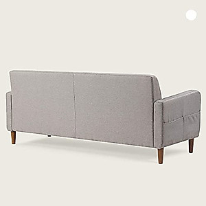 Mellow Adair Mid-Century Modern Loveseat/Sofa/Couch with Armrest Pockets, Light Grey
