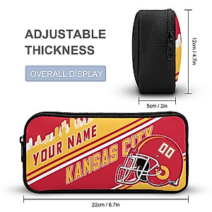 lslnehv Custom Kansas City Pencil Case, Personalized Pencil Box Gift for Men Women Boys Girls, Customized Pen Case with Name Number