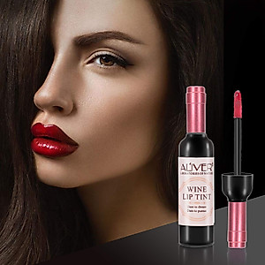ALIVER 6 Colors Wine Liquid Lipstick, Lady Long Lasting Make Up Gloss Matte Lip Tint Wine Bottle Cover, Matte Lip Gloss (6pcs lipgloss)