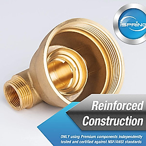 iSpring WSP100ARB Spin Down Sediment Water Filter, Reusable with Touch-Screen Auto Flushing Module and Built-in Housing Scraper, Brass Top Clear Housing, 100 Micron