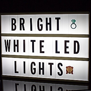Cinema Light Box with Letters - Vintage Cinematic Light Up Message And Note Sign With 240 Letters, Numbers, Symbols & Emojis – Personalized A4 White LED Lightbox With Extra Long Durable USB Cable