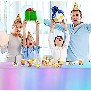 3 Pack Iridescent Tablecloth, 54" x 108" Birthday Party Table Cloths Iridescence Plastic Disposable Table Covers Iridescent Disco Party Decorations, Mermaid Birthday Decor Tablecloth for Buffet Table