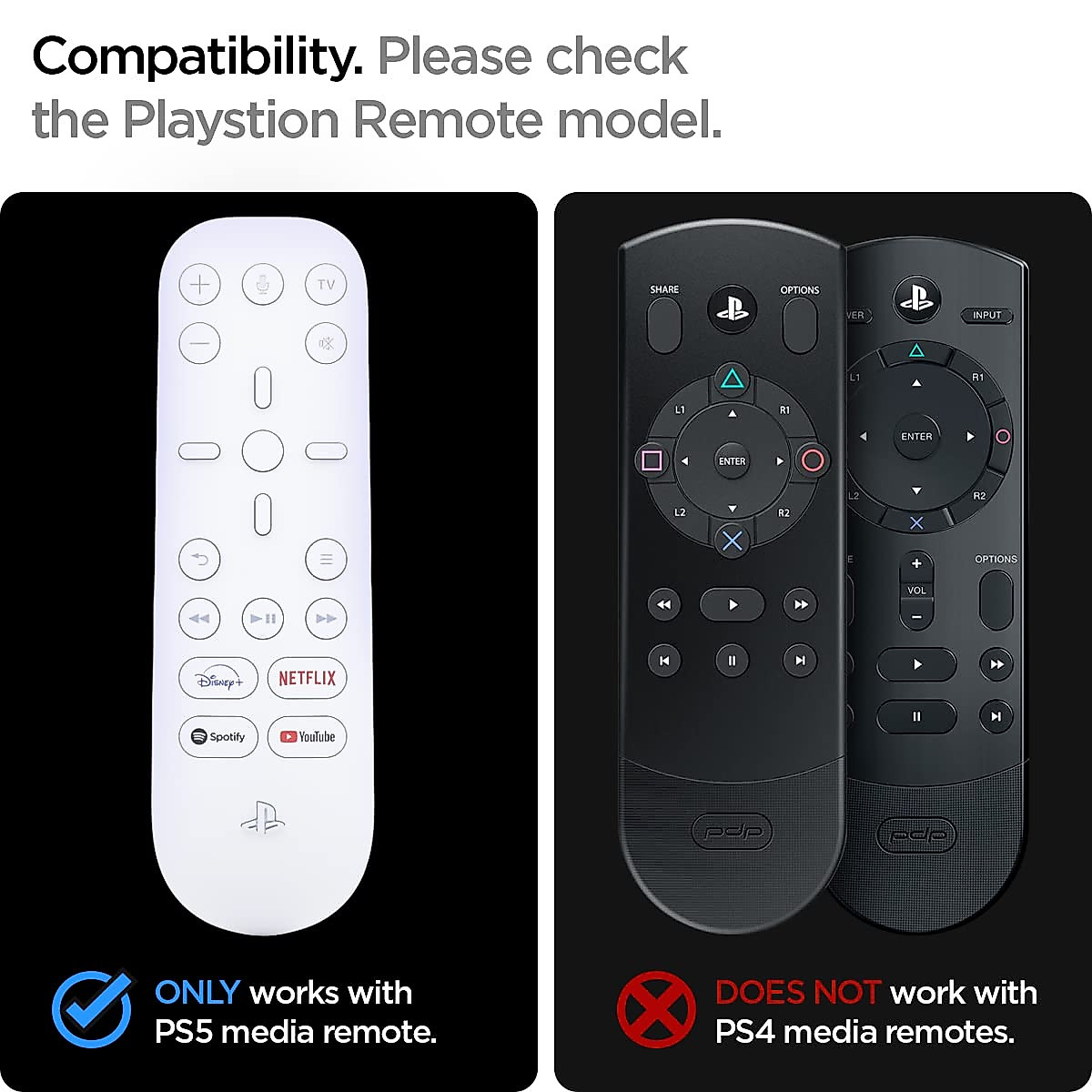 Spigen Silicone Fit Designed for PS5 Media Remote Cover Anti-Slip Protective Shock Absorption PlayStation 5 Media Remote Case (Metal Plate and Magnetic Included) - Black