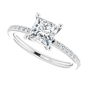 JEWELERYIUM 1 CT Princess Cut Colorless Moissanite Engagement Ring, Wedding/Bridal Ring Set, Solitaire Halo Style, Solid Sterling Silver Vintage Antique Anniversary Bridal Rings Gift for Her (6.5)