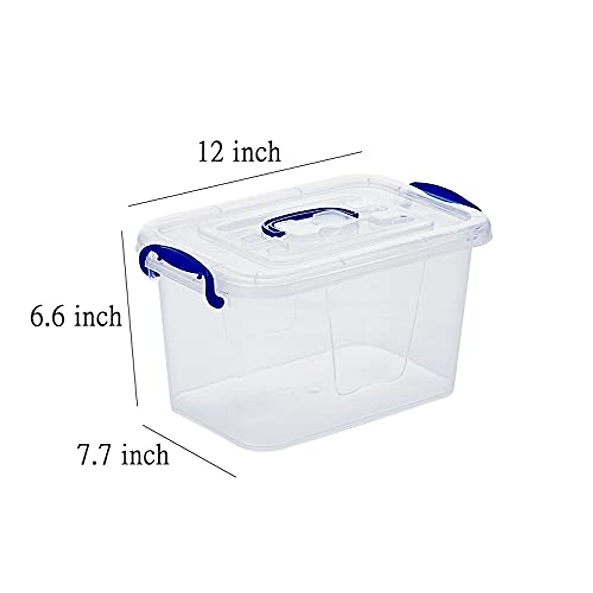 YYQX 6-Pack Clear Plastic Storage Bin with Lids, Stackable Organizer Box with Latching Handle, 6.5L/7quart