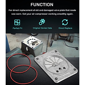 ZAC0032 Compressor Valve Plate Assembly Kit Fit for Craftsman, Dewalt, Porter Cable, DeVilbiss, Black & Decker Oil-less Air Compressors Valve Plate Replacement DAC-280 AC0032 889119 Valve Plate