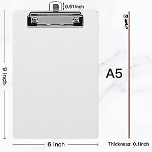 Piasoenc Wood Clipboards, Recycled Hardboard Clipboards, White Clipboard for Office, School, Teacher, A5 Standard Size 6" x 9", Paper Clip Holder, Document Holder, Writing Board with Pen Holder