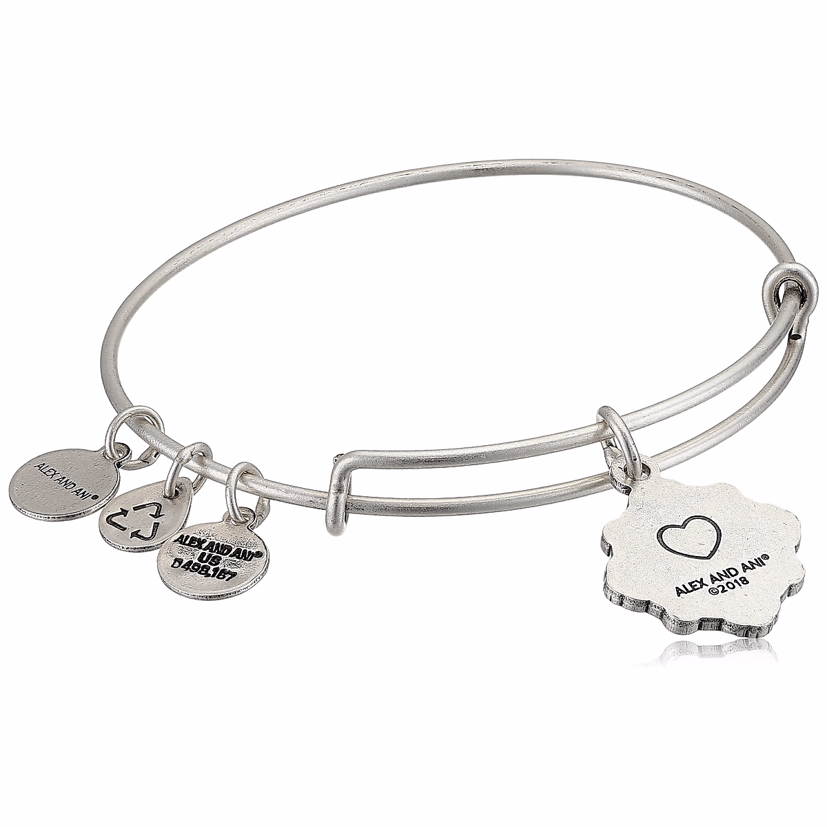 Alex and Ani Womens Because I Love You A18BILY08RS Goddaughter Charm Bangle Bracelet, Rafaelian Silver, Expandable