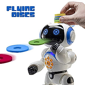 Top Race Remote Control Robot Toys with LED Lights - Interactive Programmable Birthday Gift for Kids - Moving, Dancing, Talking and Play Flying Disc - Rechargeable 12" Tall Desk Smart RC Robot