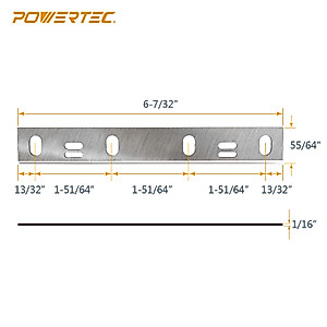 POWERTEC 6 Inch Jointer Blades for WEN 6560, 6560T, 6559, JT6561 Jointer, Replacement for 6560-083 Jointer Knives, Set of 2 (14815W)