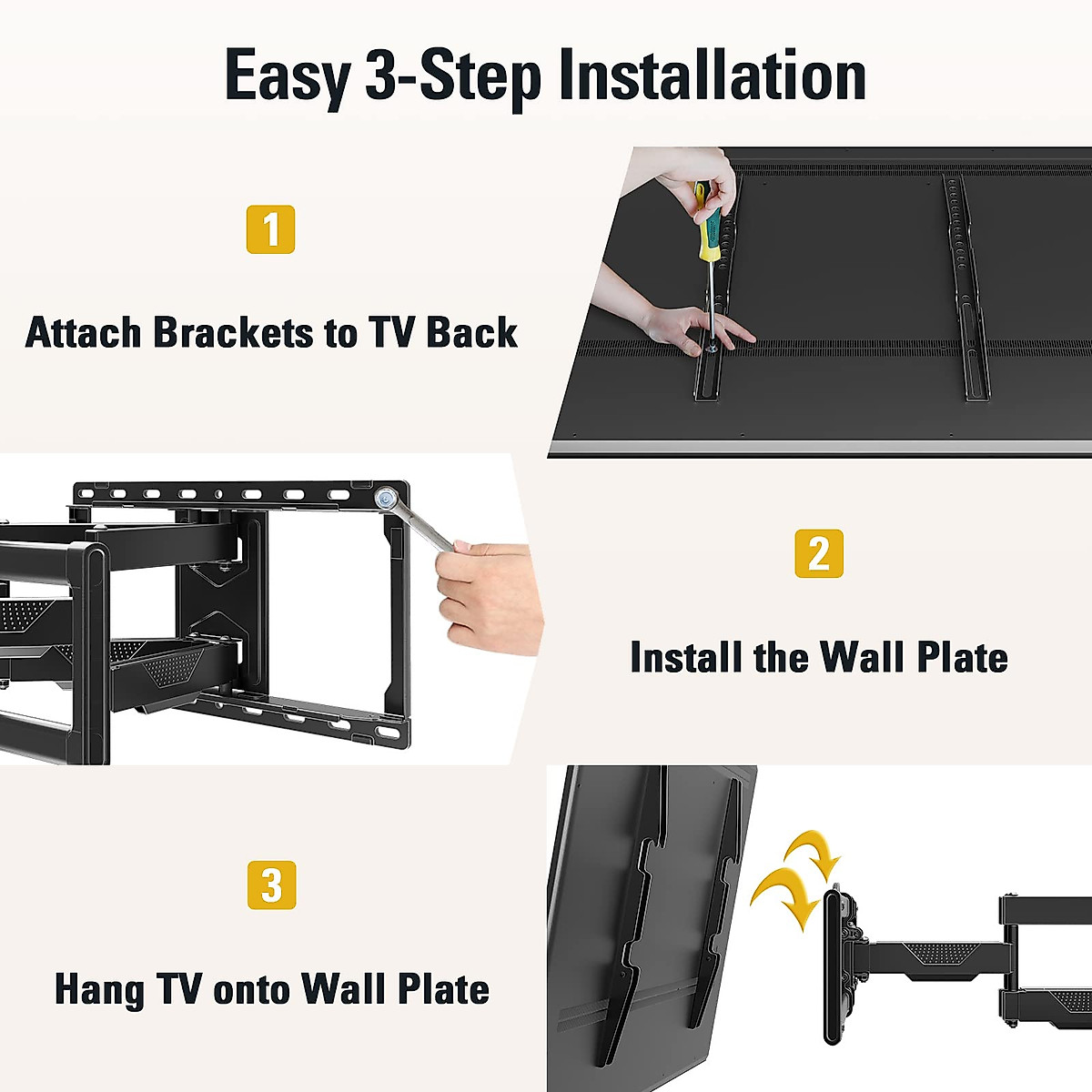 Mounting Dream UL listed Full Motion TV Wall Mount Swivel and Tilt for Most 42-75 Inch Flat Screen TV, TV Mount Bracket with Articulating Dual Arms, Max VESA 600x400mm, 100 lbs, Fits 16" Studs, MD2617