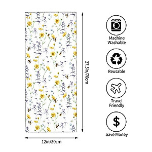Hand Towel Spring Flower Bumble Bee for Bathroom Kitchen Microfiber Fingertip Bath Towels 12 x 27.5 Inch Soft Decorative Home Hotel Gym Laundry Room