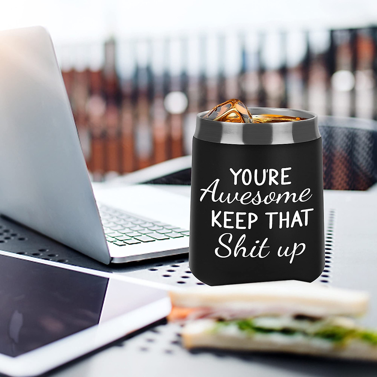 You're Awesome Keep That Shit Up Funny Whiskey Tumbler for Men or Women, Unique Festival, Thank you, Birthday Gifts for Men, Friends, Boyfriend, Coworker, Employee, Boss - 12oz Wine Tumbler Cup