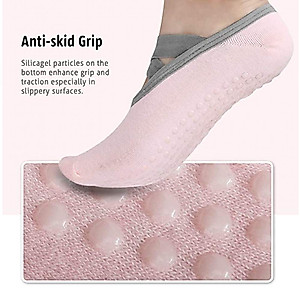 Yinxily Non Slip Yoga Socks for Women,Sticky Sock for Pilates & Pure Barre & Walking & Bikram Fitness Socks with Grips