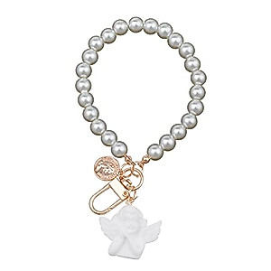 Hofar Pearl Keychain Keyring Hand Wrist Lanyard Wristlet Strap Bracelet Charm for Key Wallet ANGLE-G