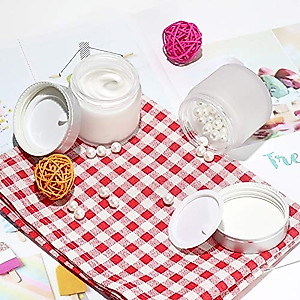 12 Pack 60ml 2 oz Matte Clear Glass Jars with Silver Lids & Inner Liners,Round Containers Travel Jars for Cosmetics, Eye Shadow, Makeup and Face cream Lotion.