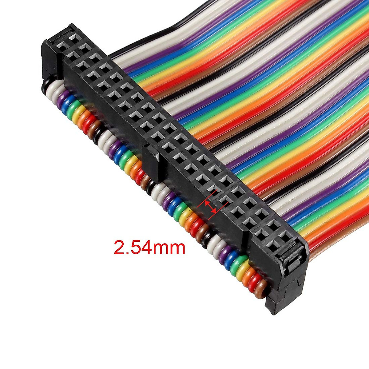 uxcell IDC Rainbow Wire Flat Ribbon Cable 40P D-Type FC/FC Connector 2.54mm Pitch 0.5m/19.7inch Length