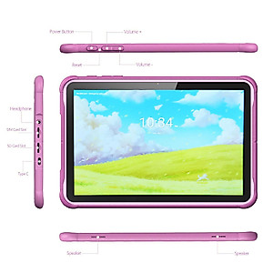 10 Inch Kids Tablet for Android 10, 2GB RAM 32GB ROM, Quad Core HD IPS Screen, Dual Cameras,with Tablet Case, for Learning, Watching and Playing Games (US Plug)