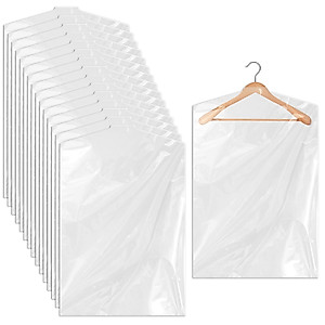 Ohuimrt 30 Pack Garment Bags for Hanging Clothes, Clear Plastic Dry Cleaning Bags Clothes Covers for Storage Suits, Shirts, Coats, 35.4 x 23.6 Inches