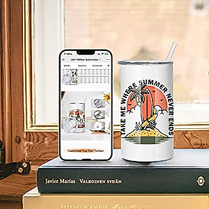 AGH 12OZ Sublimation Tumblers Blanks, 6 Pack Stainless Steel Straight Skinny Slim Tumblers with Lids and Straw, Double Wall Vacuum Insulated Cups Great DIY Gift for Children and Family.