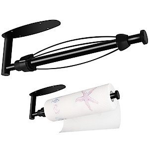 Paper Towel Holder, Under Cabinet Paper Towel Holder, Paper Towel Stand with Damping Effect, Paper Towel Holder can be Self- Adhesive or Drilled for Kitchen, Bathroom.