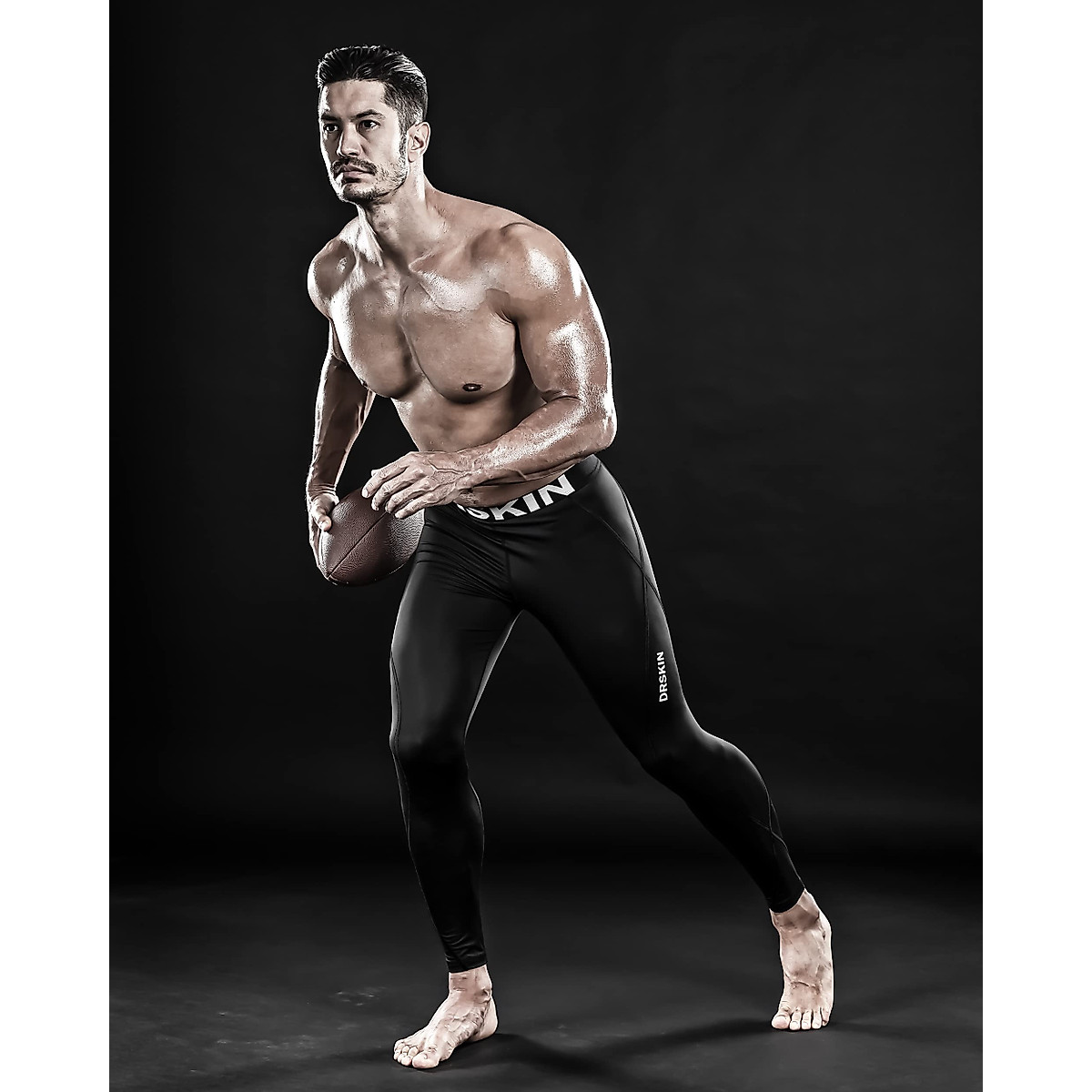 DRSKIN Compression Cool Dry Sports Tights Pants Baselayer Running Leggings Yoga Rashguard Men (M, Black)
