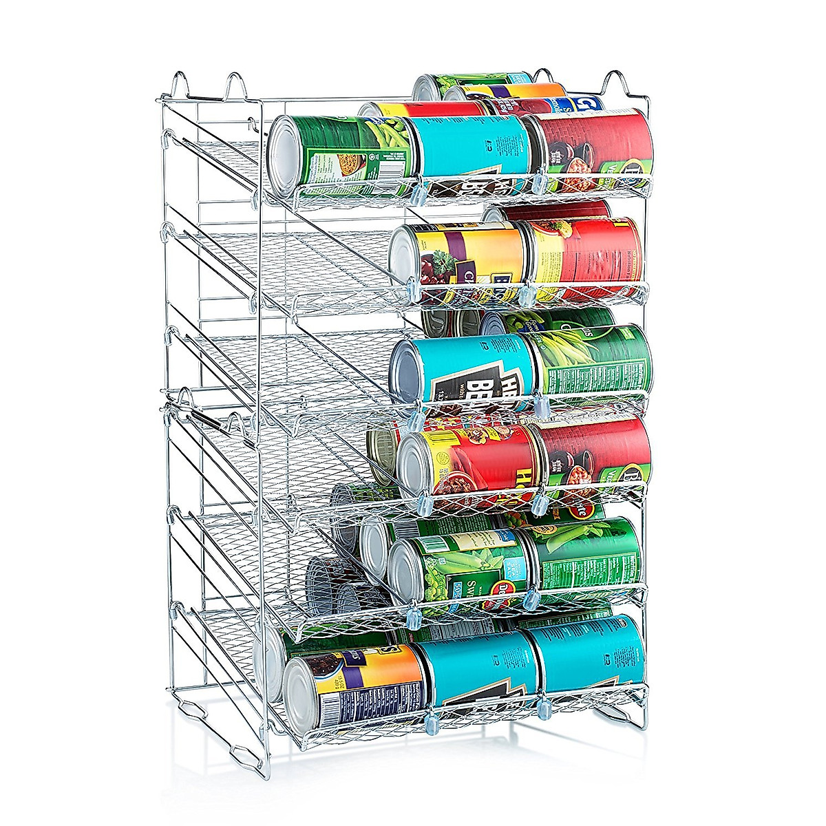 Sagler Stackable Pantry Can Organizer - 3-Tier Soda Can Organizer - Multifunctional Chrome-Finish Can Rack Organizer for Up to 36 Cans - For Pantry, Kitchen Cabinet, Countertop, Under Sink - 17x13x13