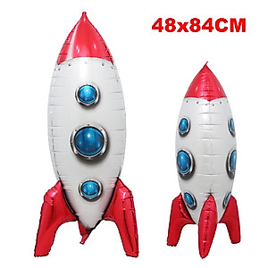 4D Rocket Helium Balloon Outer Space Foil Balloons Kids Toys Baby shower Birthday Party Decorations Suppliers (4D Rocket Red)