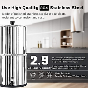 High Capacity Gravity-Fed Water Filter System with 3 Purification Filters for Home Camping Travel Outdoor Activities Emergencies,2.9 Gallon Countertop Water Filter System (B)