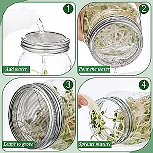 Thenshop 16 Pack Sprouting Lids for 86 mm Regular Mouth Mason Jars, 304 Stainless Steel Sprouting Jar Strainer Screen Lids, Canning Jars Suit for Grow Bean Sprouts, Alfalfa, Salad Sprouts