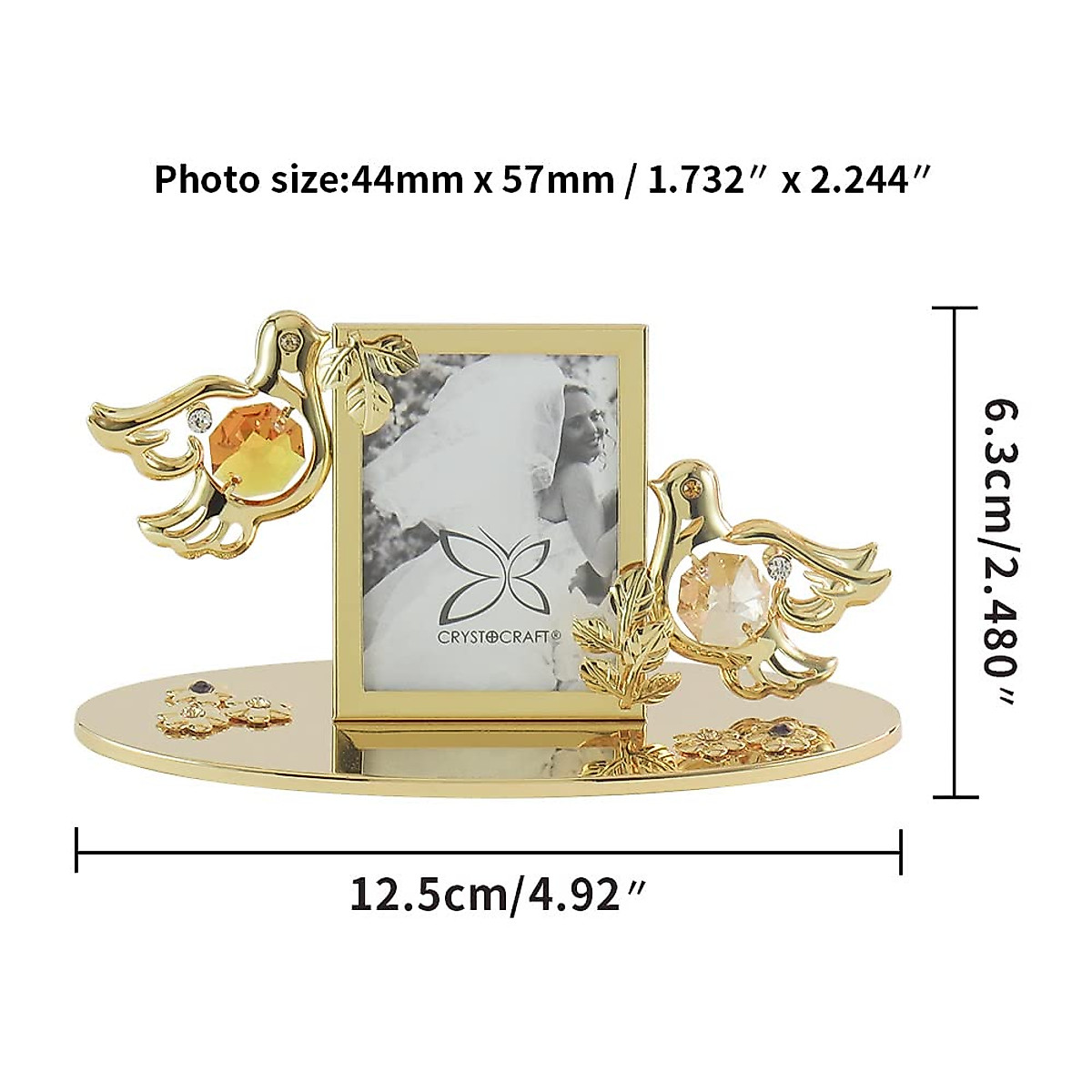 Crystocraft Picture Frames, Cross with Brilliant Cut Austrian Crystal Studded Baby Memories Frame Keepsake Frame Photo Frame 5.47 X 3.22 Inch for Baby Boy, Baby Girl