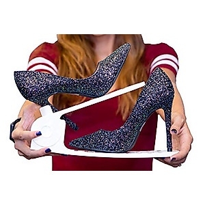 shoe pal Shoe Rack Organizer, 4 Adjustable Heights Space Saver, Large Base, High Heels Secure Docking and Backstop, 12 Pack White, Made in USA