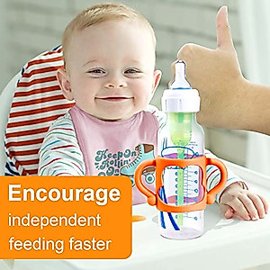 4Pcs Bottle Handles for Dr Brown Narrow Baby Bottles, Baby Bottle Holder with Easy Grip Handles to Hold Their Own Bottle - BPA-Free Soft Silicone