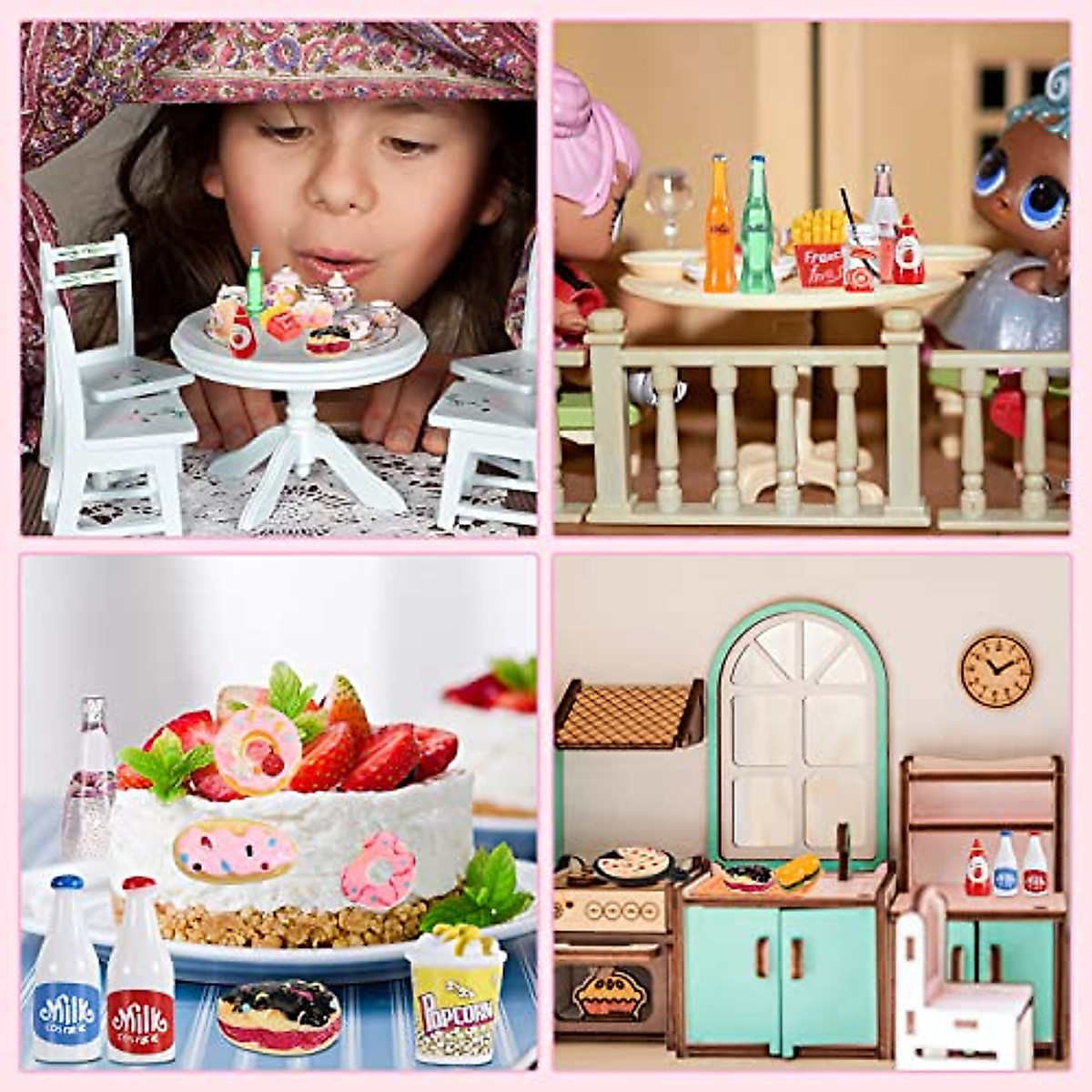 33 Pieces Miniature Fast Food Toy Miniature Pretend Food Play Toys Dollhouse Accessories Hamburger Fries Cake Milk Doll Food Kitchen Accessory Toy for Kids Party Accessory Christmas Restaurant Decor